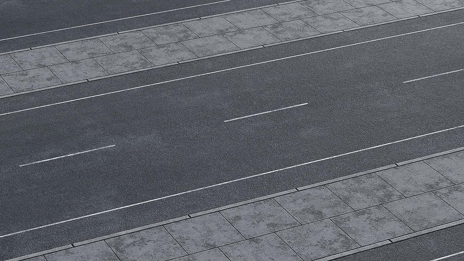 Dark Road with Pavement and Lanes PBR Texture