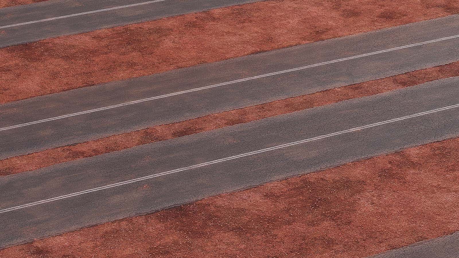 Double Road with Roadside PBR Texture