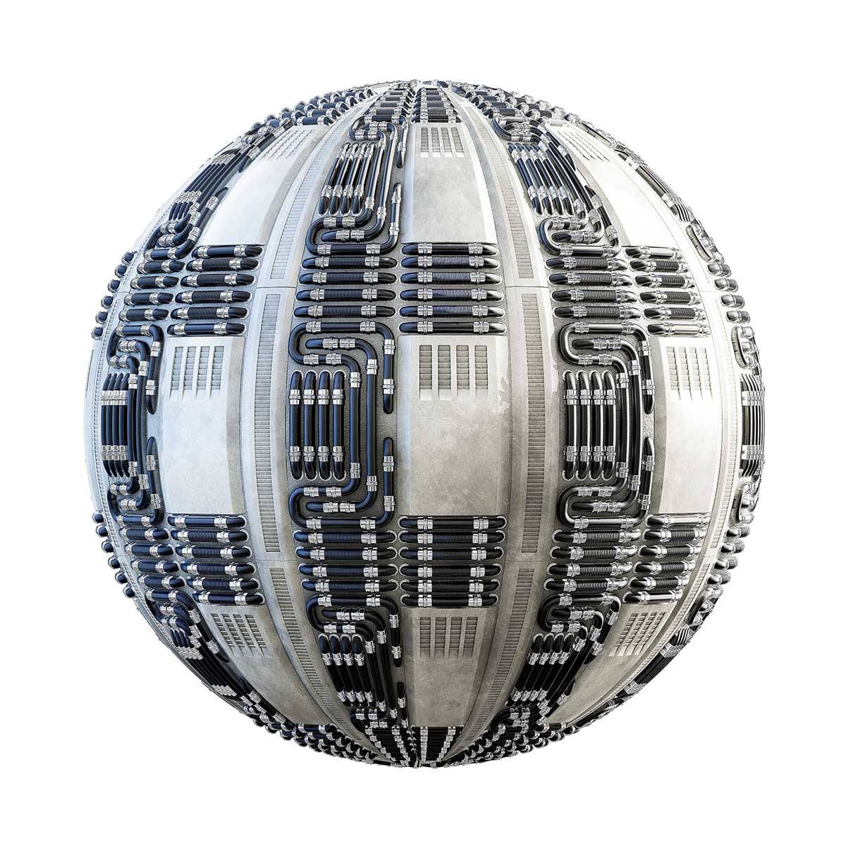 Space Ship Wall with Tubing PBR Texture