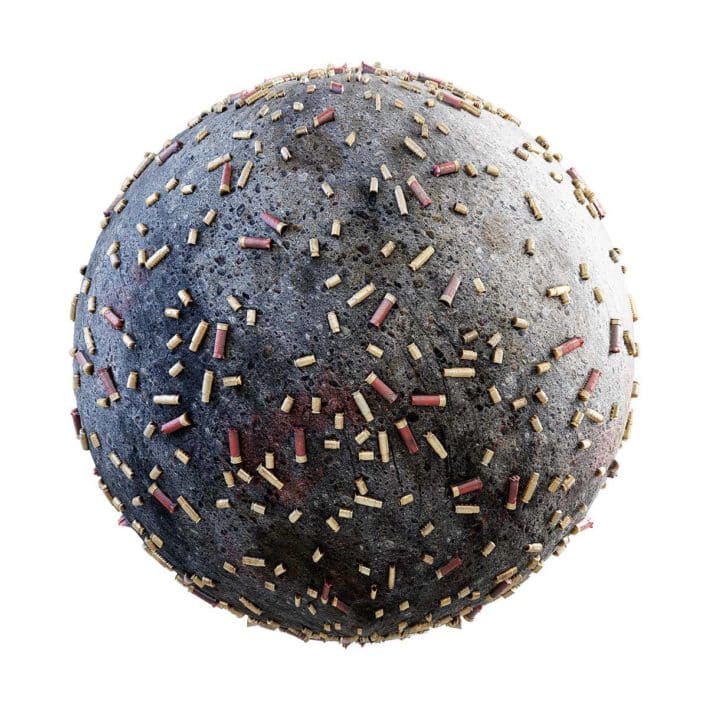 Bullets and Shells on Asphalt Road PBR Texture