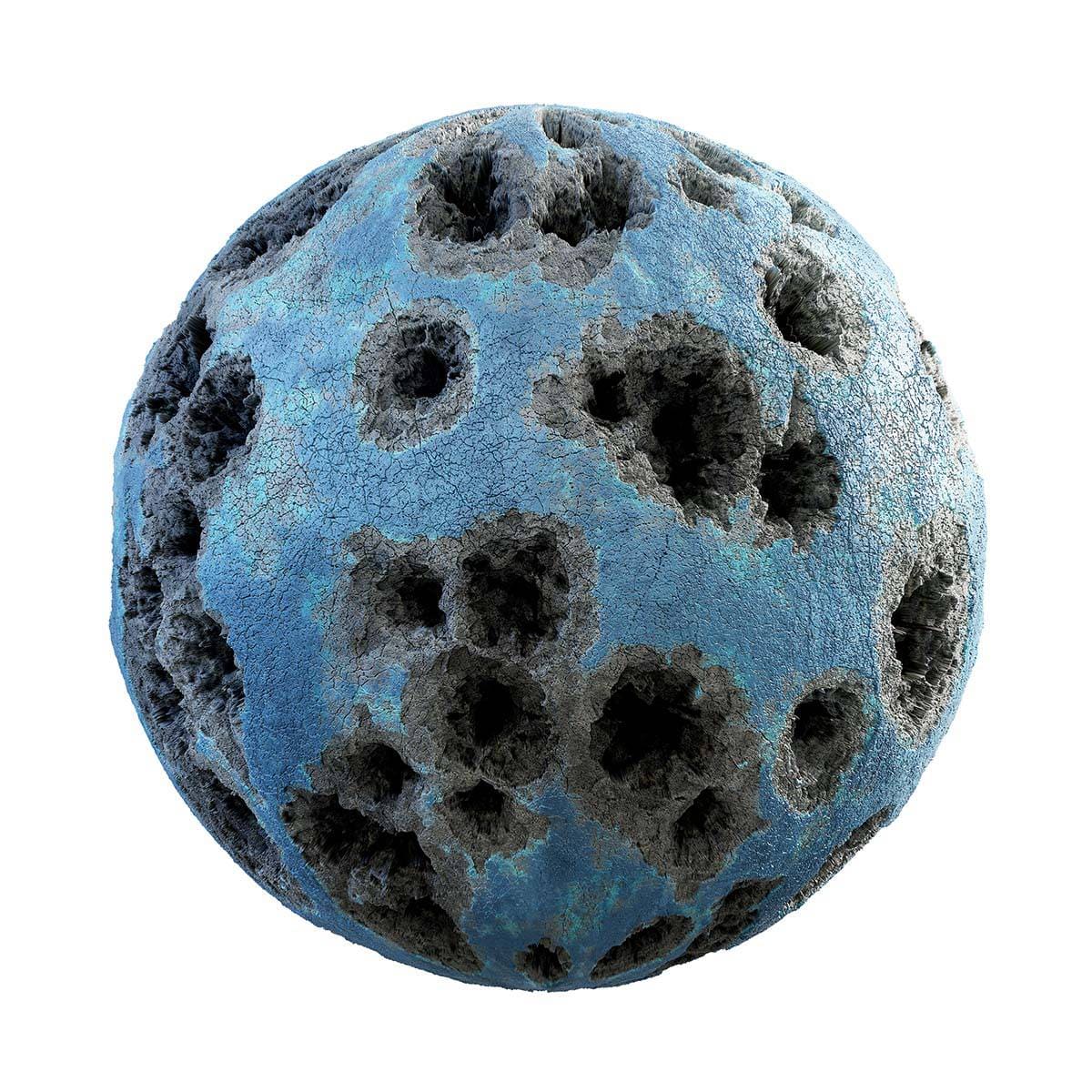 Damaged Blue Painted Wall PBR Texture