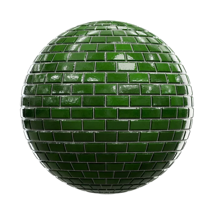 Shiny Green Brick Wall PBR Texture