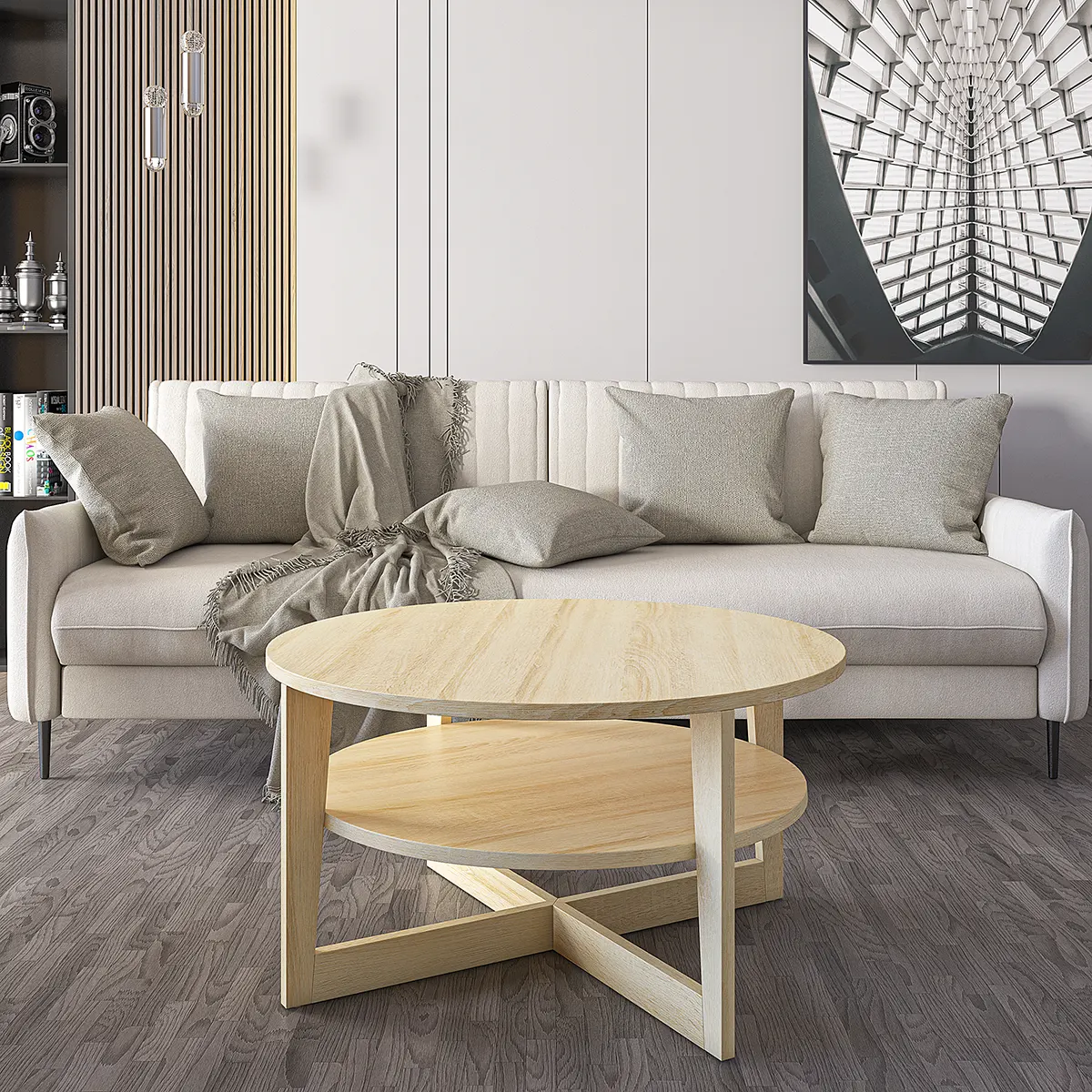 Light Round Wooden Coffee Table