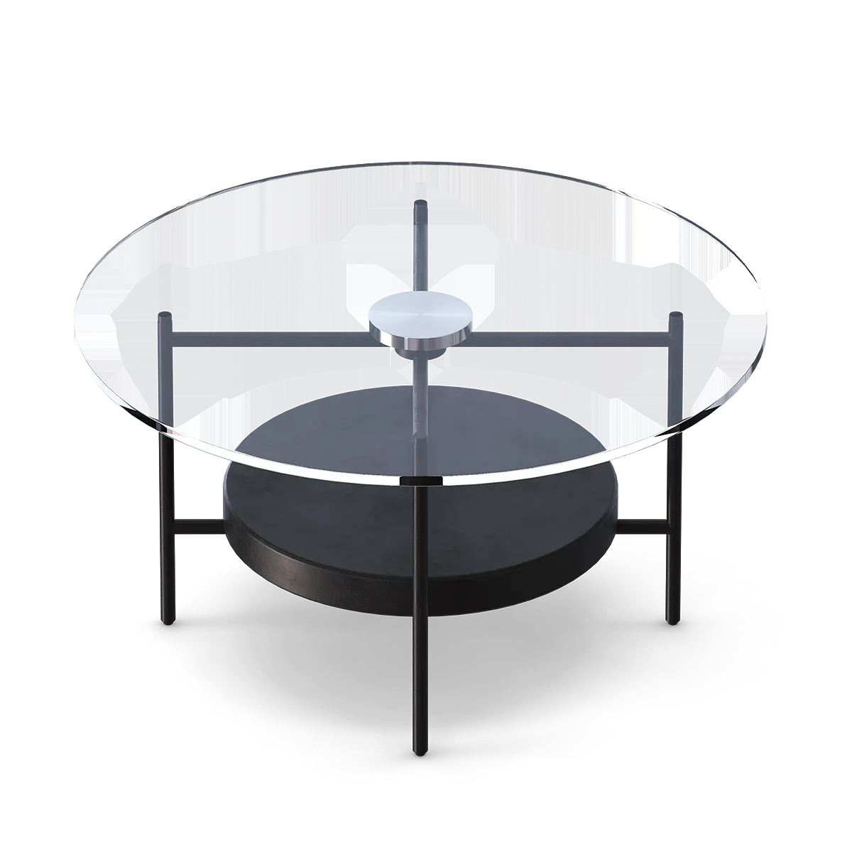Round Black and Glass Coffee Table