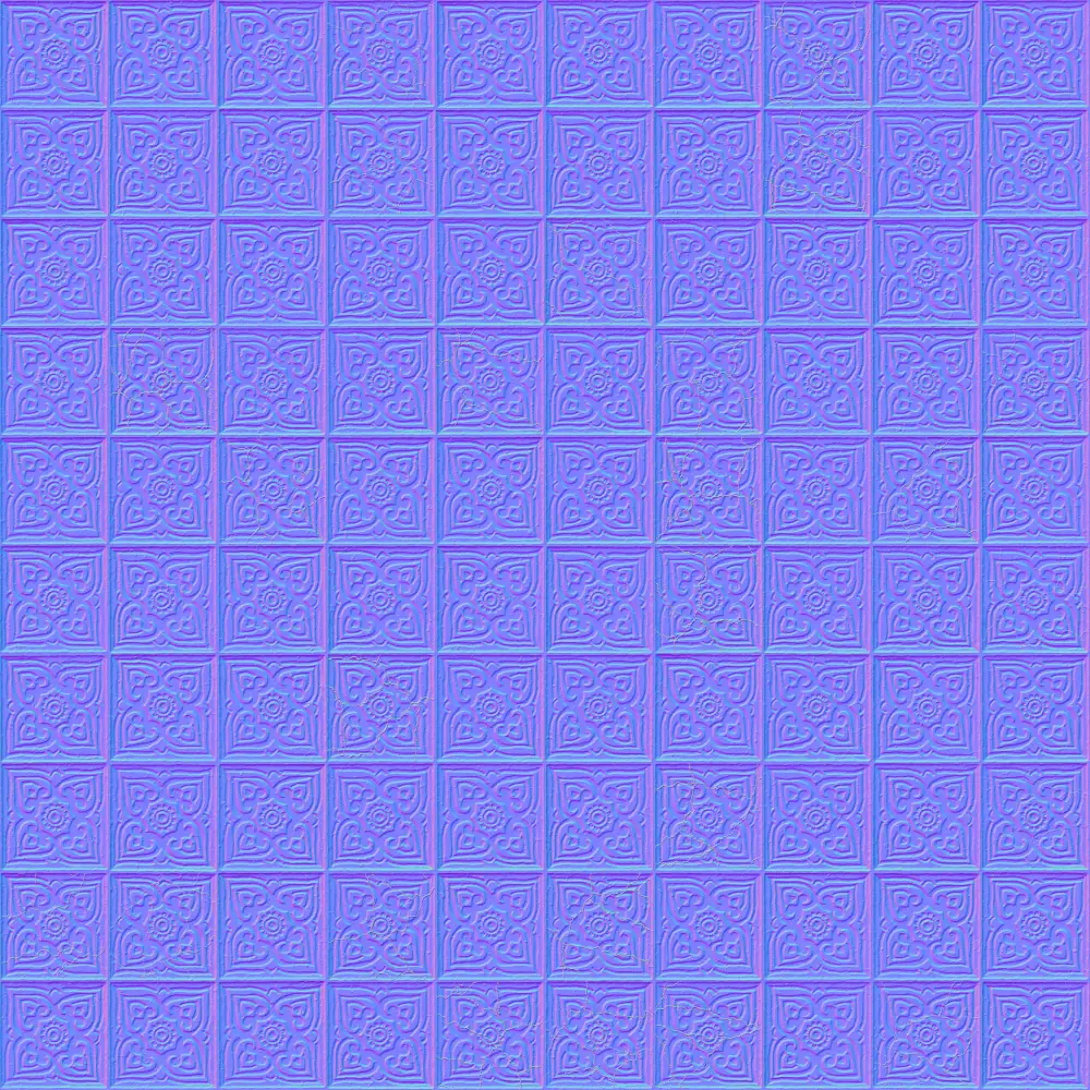 Beige Cyan Patterned Tiles PBR Texture