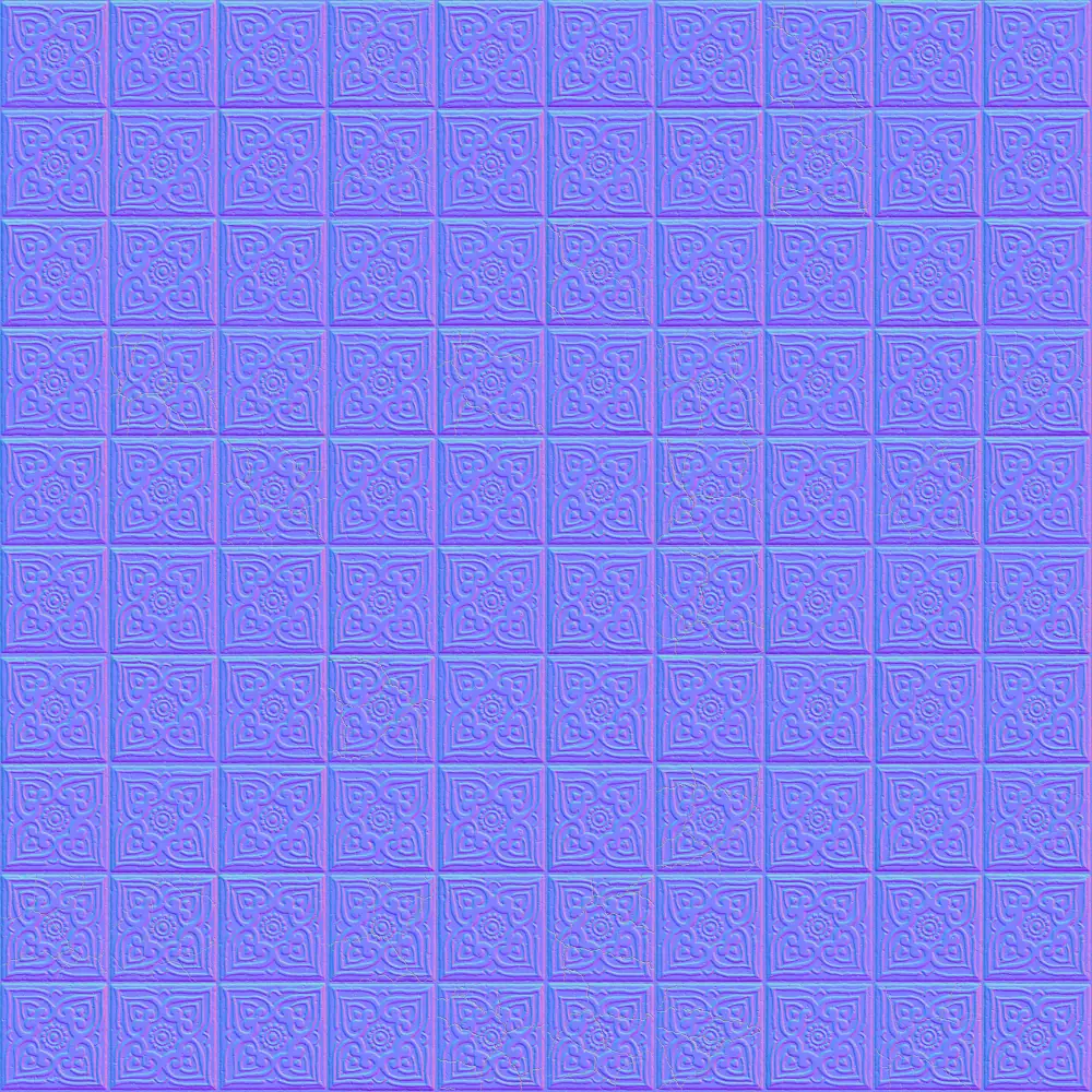 Beige Cyan Patterned Tiles PBR Texture