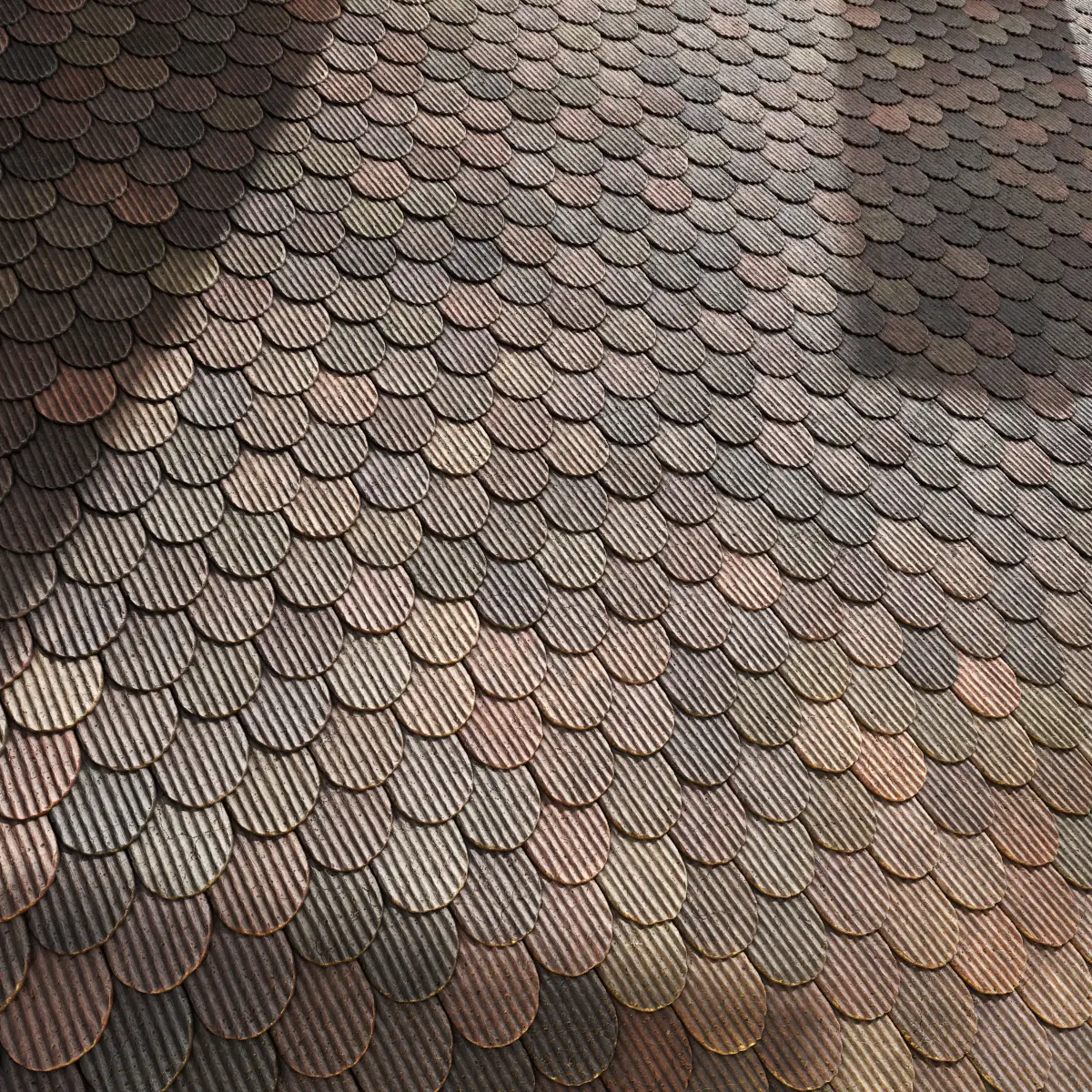 Old Ceramic Round Roof Tiles PBR Texture