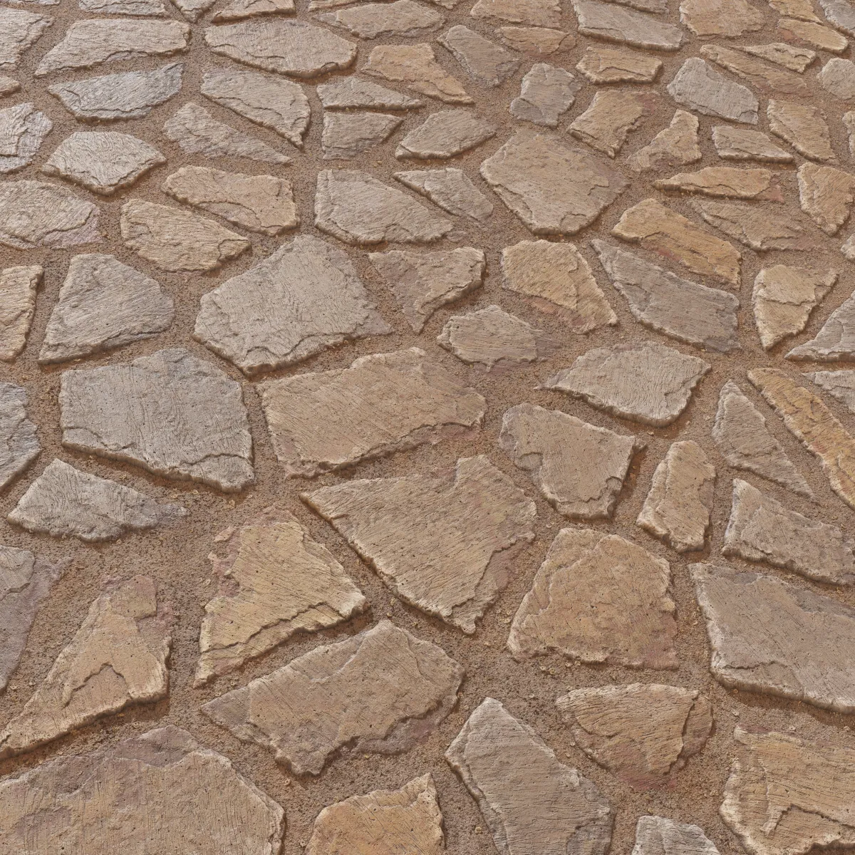 Yellow Flagstone Pavement PBR Texture