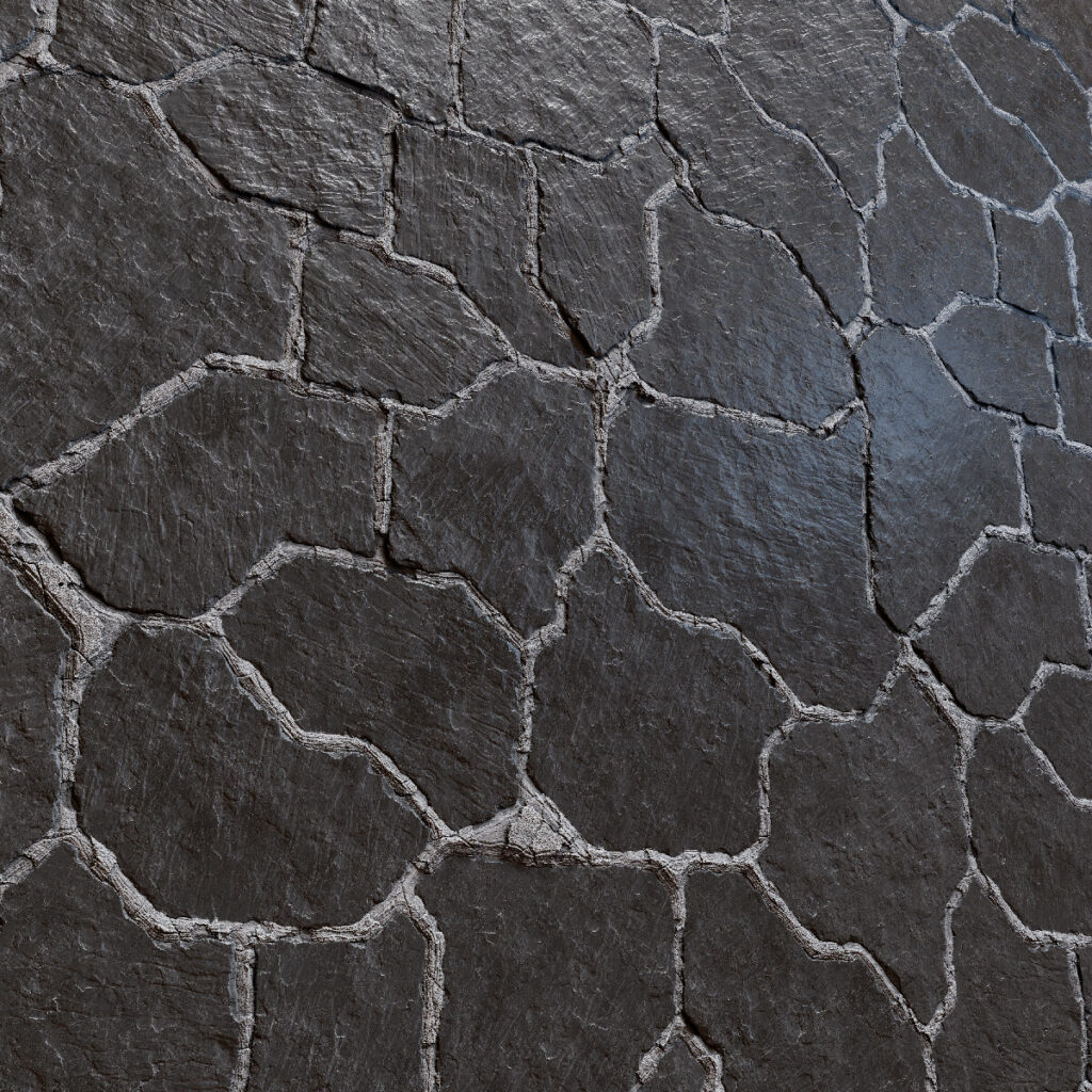 Black Large Stone Wall PBR Texture