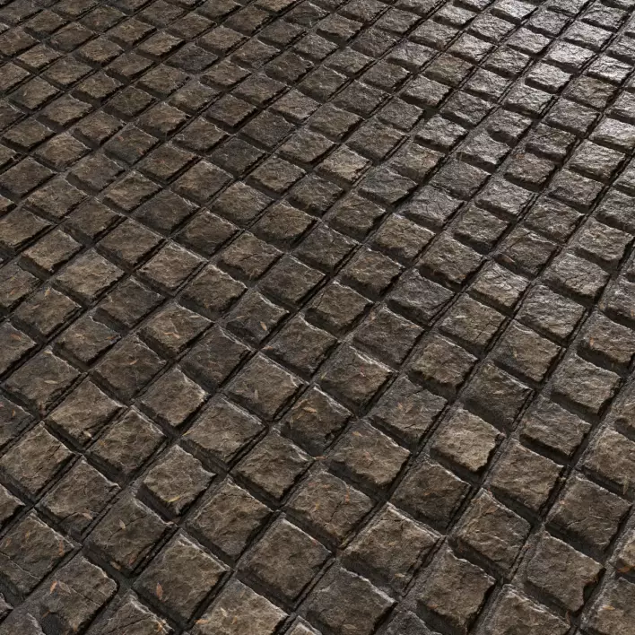Brown Square Stone Pavement PBR Texture