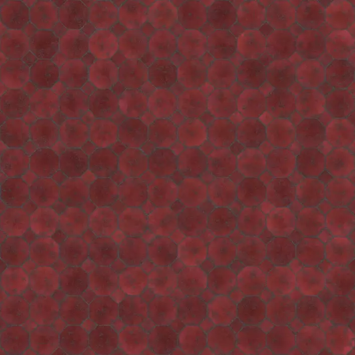 Damaged Red Octagon Tiles PBR Texture