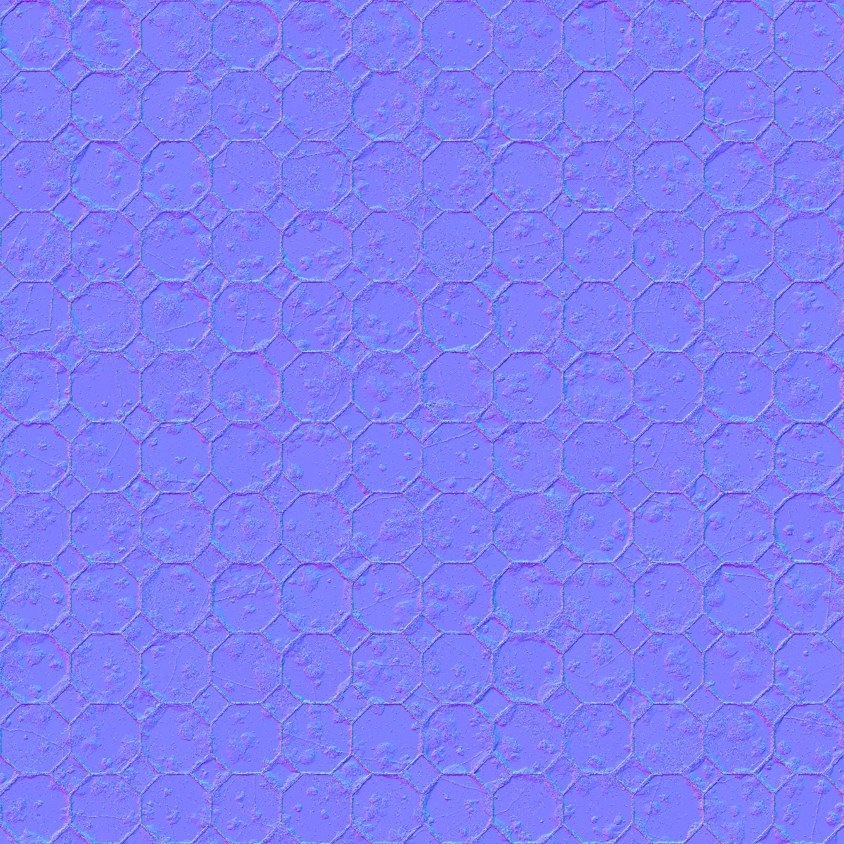 Damaged Red Octagon Tiles PBR Texture