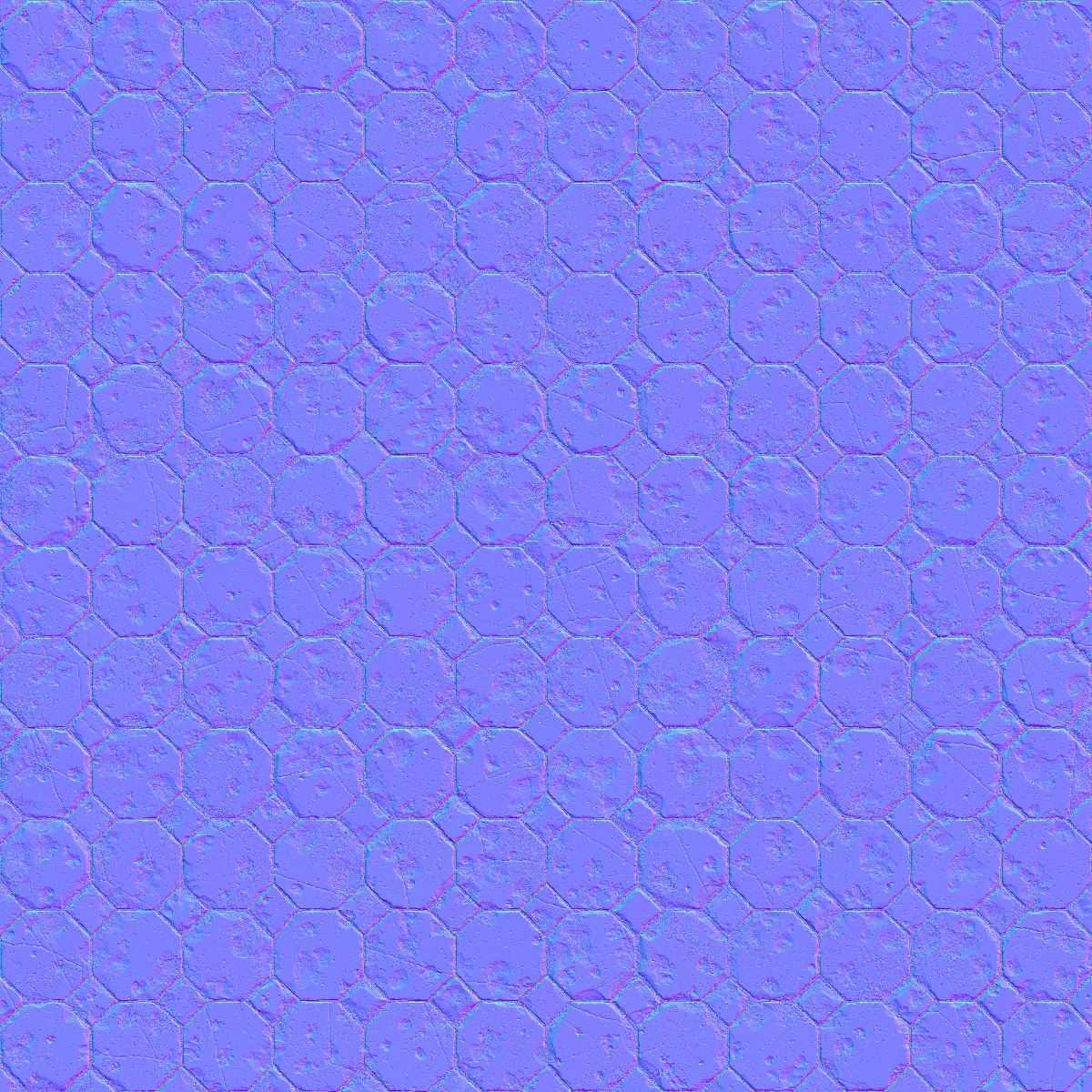 Damaged Red Octagon Tiles PBR Texture