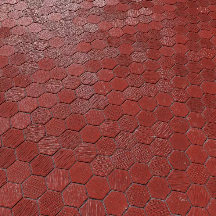 Red Hexagonal Tiles PBR Texture