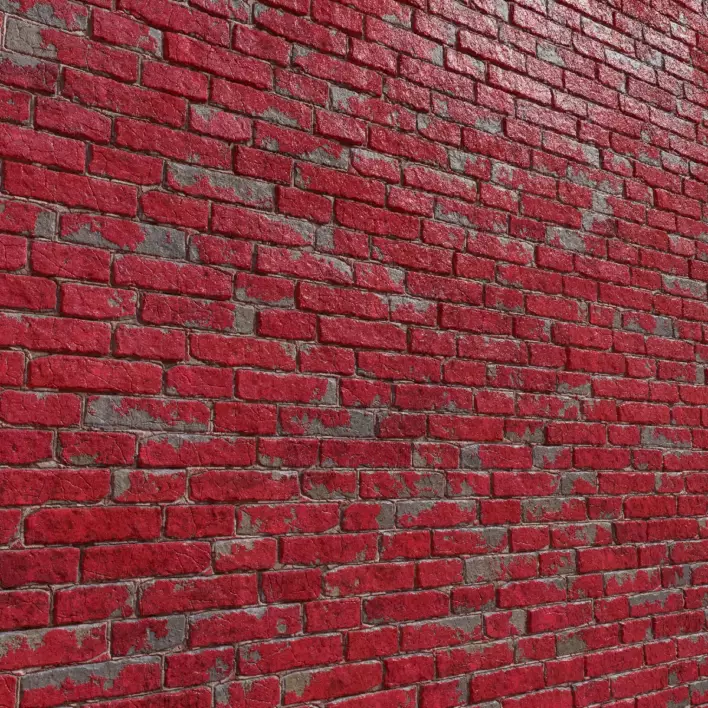 Red Painted Brick Wall PBR Texture