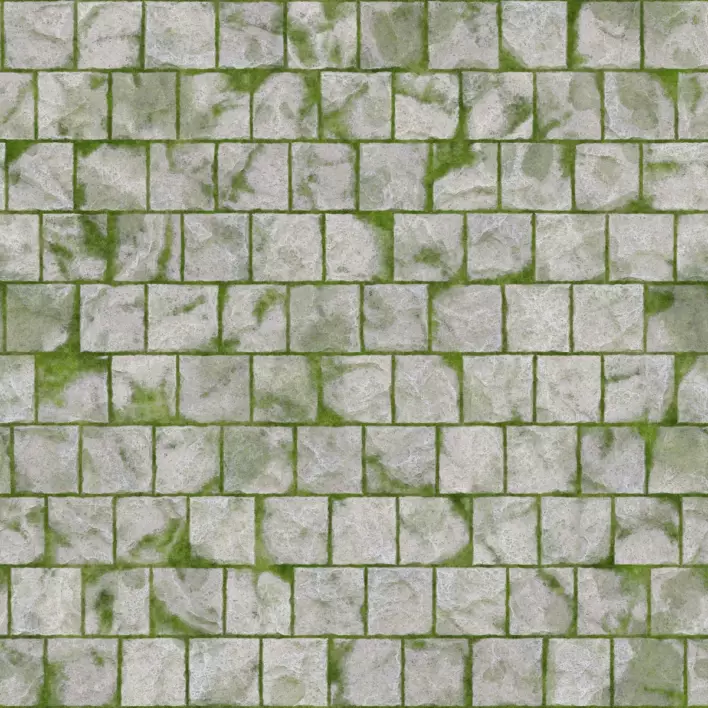Mossy White Cobblestone Pavement PBR Texture