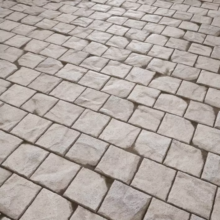 White Cobblestone Pavement PBR Texture
