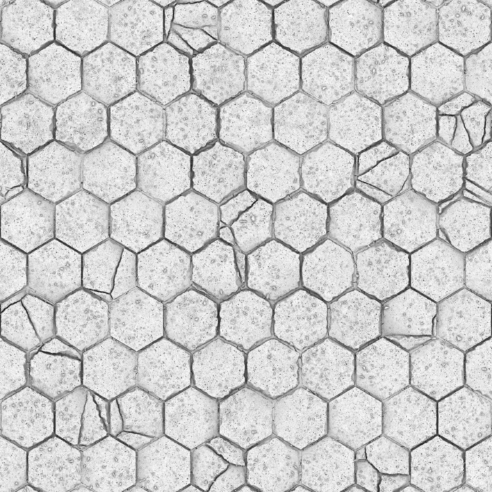 Damaged Hexagonal Pavement PBR Texture