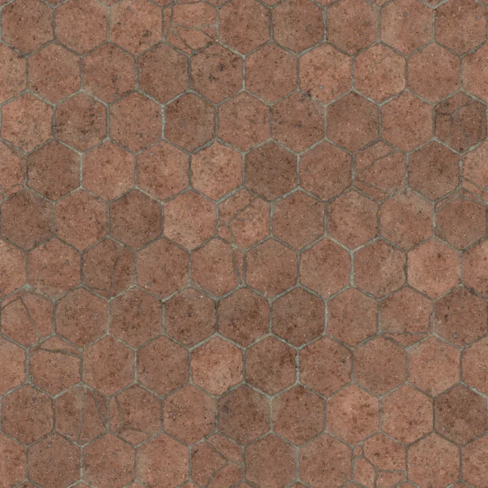 Damaged Hexagonal Pavement PBR Texture
