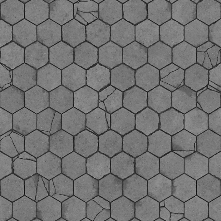 Damaged Hexagonal Pavement PBR Texture