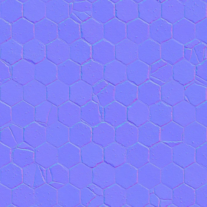Damaged Hexagonal Pavement PBR Texture