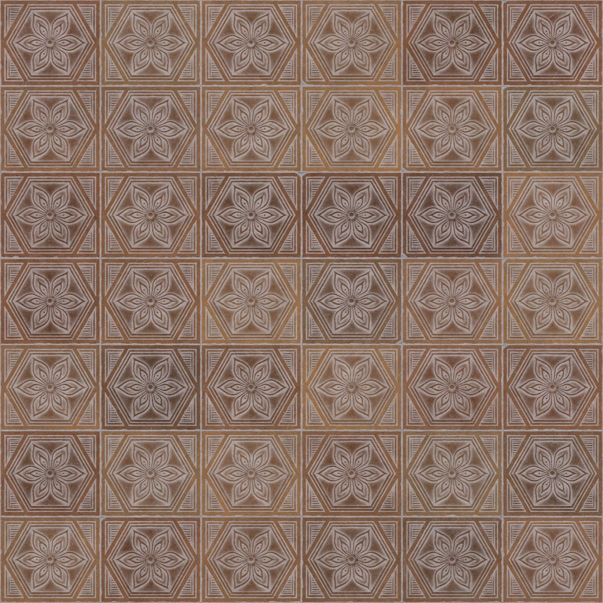 Dusty Patterned Clay Tiles PBR Texture