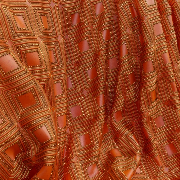 Orange Patterned Fabric PBR Texture