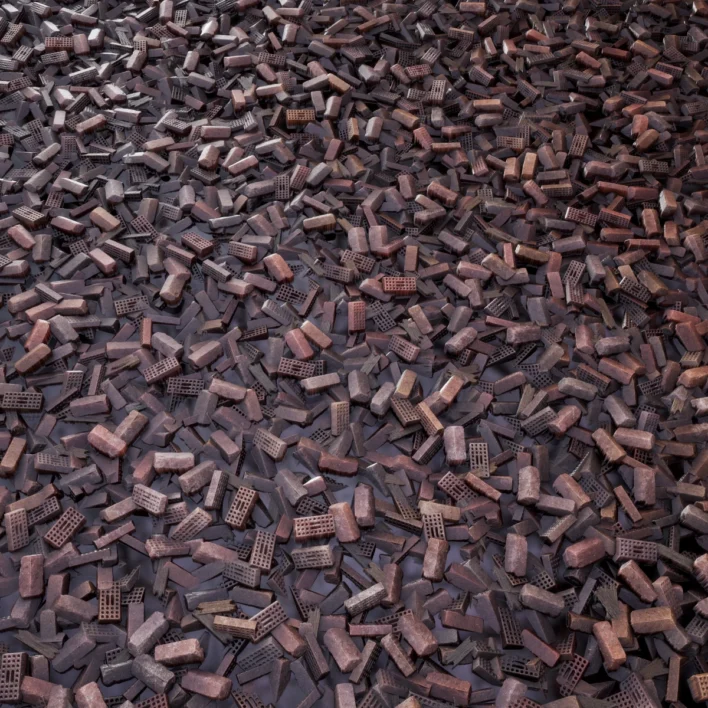 Brick Rubble With Water PBR Texture