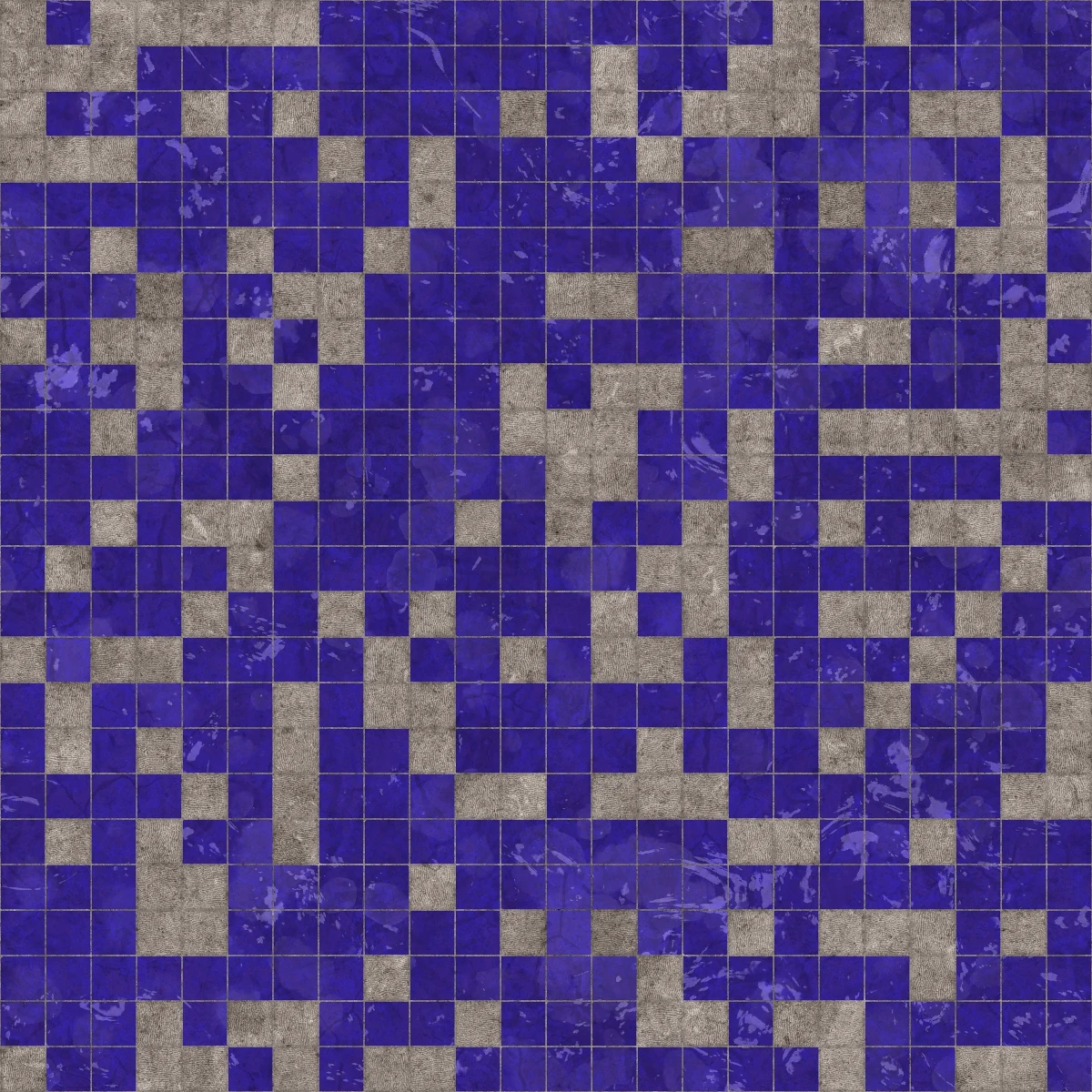 Damaged Small Blue Tiles PBR Texture