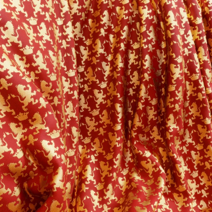 Patterned Red Gold Fabric PBR Texture