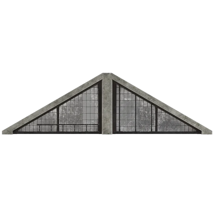 Factory Front Wall Triangle with Windows