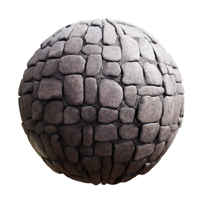 Round Stone Tiles PBR Texture